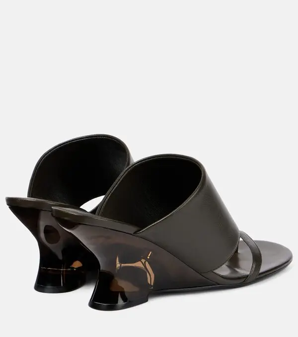Dries Van Noten Leather Wedge Mules