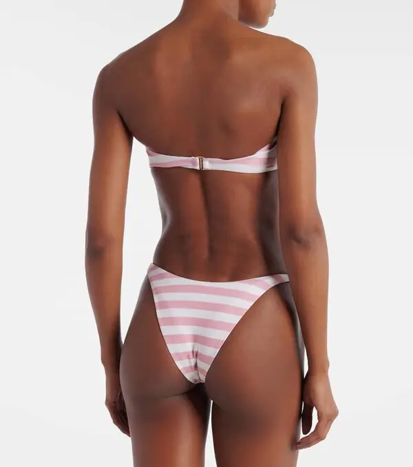 SAME Knotted Striped Bandeau Bikini Top