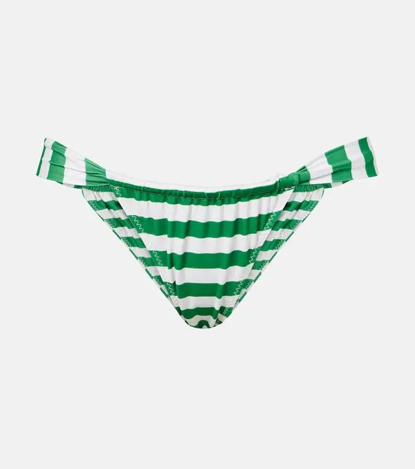 SAME Ruched Striped Bikini Bottom - Green