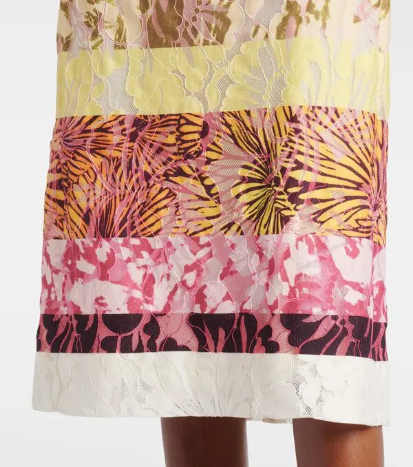 Dries Van Noten Colorblocked Gathered Midi Skirt