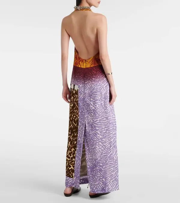 Dries Van Noten Printed Halterneck Maxi Dress