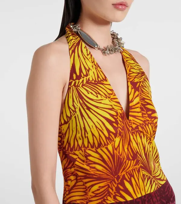 Dries Van Noten Printed Halterneck Maxi Dress