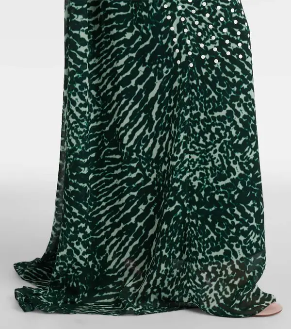 Dries Van Noten Printed Strapless Georgette Gown