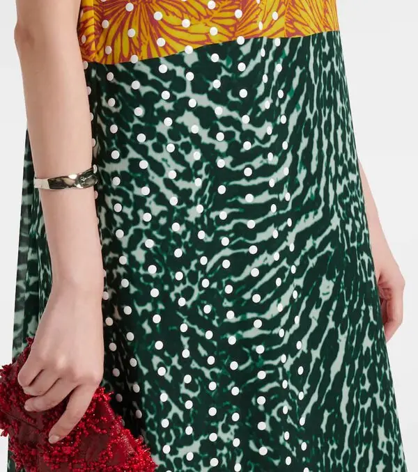 Dries Van Noten Printed Strapless Georgette Gown