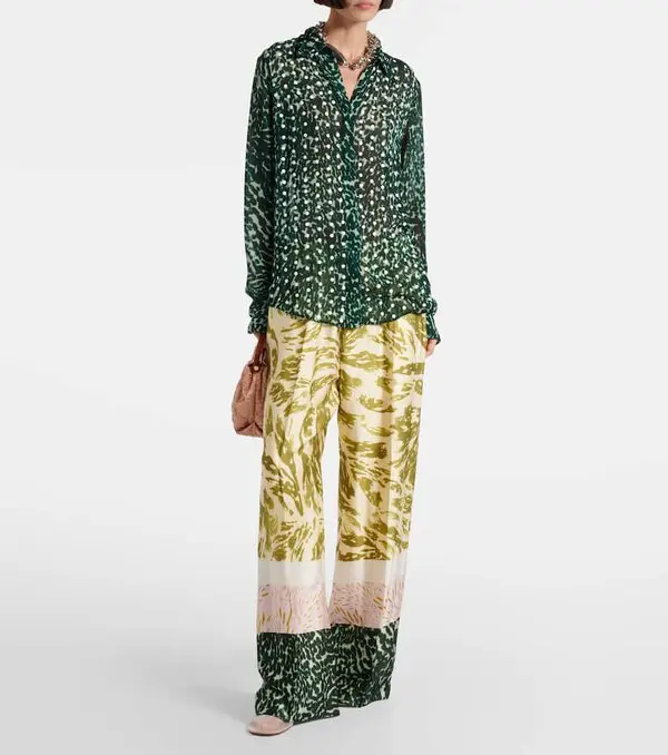 Dries Van Noten Printed Wide-leg Pants