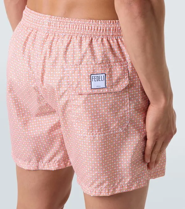 Fedeli Madeira Printed Swim Trunks - Orange