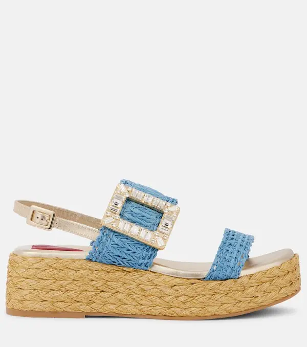 ROGER VIVIER Espa 60 Raffia Platform Slingback Sandals
