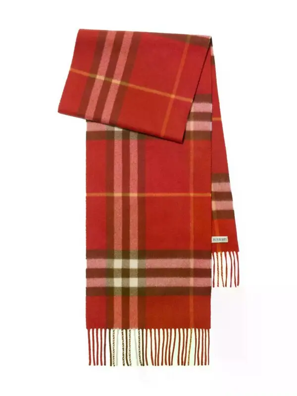 Burberry Checked Cashmere Scarf - Red