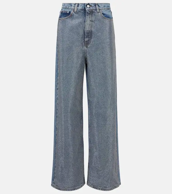 Stella McCartney Crystal-embellished Wide-leg Jeans