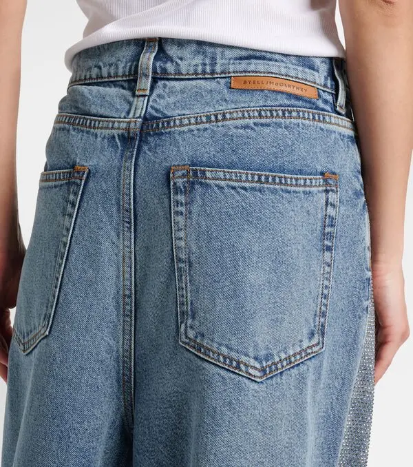 Stella McCartney Crystal-embellished Wide-leg Jeans