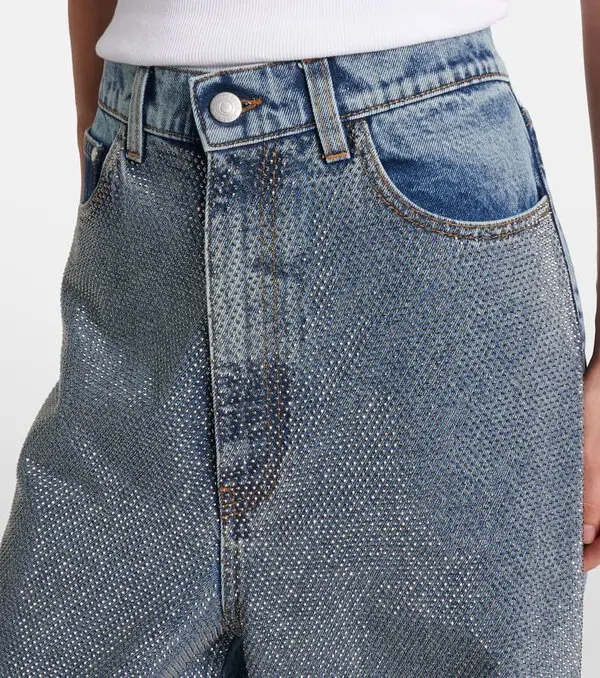Stella McCartney Crystal-embellished Wide-leg Jeans