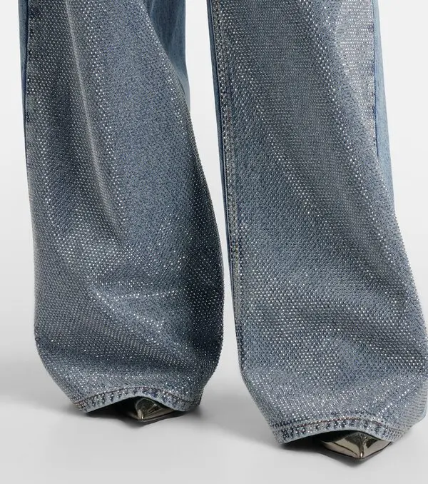Stella McCartney Crystal-embellished Wide-leg Jeans