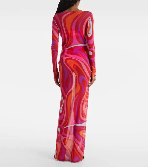 Emilio Pucci Marmo Sheer Tulle Maxi Dress