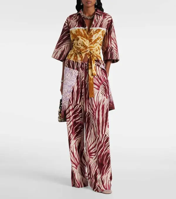Dries Van Noten Printed Crepe Wide-leg Pants