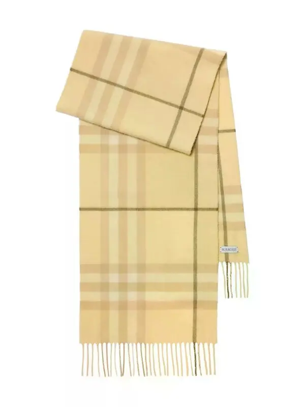 Burberry Checked Cashmere Scarf - Yellow