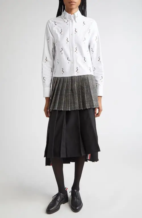 Thom Browne Classic Tipping Pleated Wool Skirt - Black