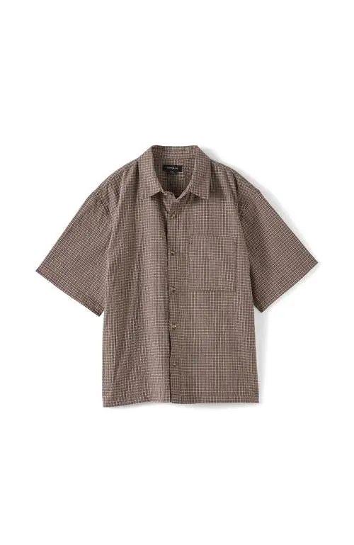 COTTON ON Darcy Short Sleeve Shirt - Choc Mini Check