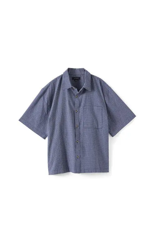 COTTON ON Darcy Short Sleeve Shirt - Navy Mini Check