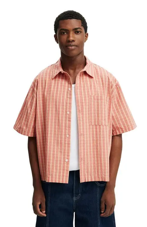 COTTON ON Darcy Short Sleeve Shirt - Orange Grid Check