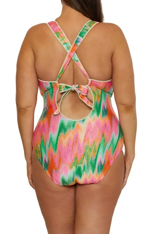 BECCA By Rebecca Virtue Metallic Lace-up One-piece Swimsuit
