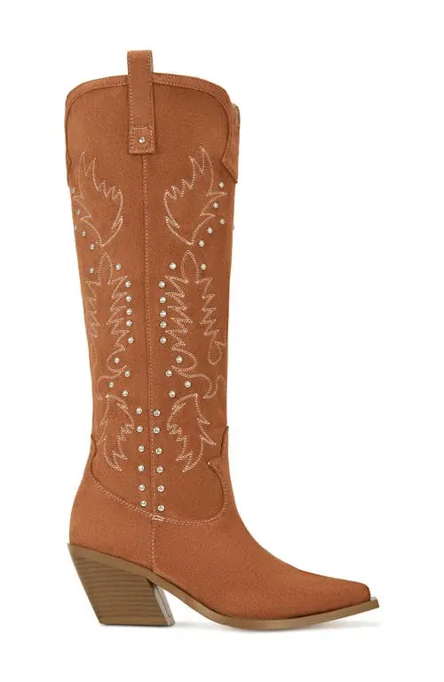 AZALEA WANG Beckett Pointed Toe Knee High Western Boot