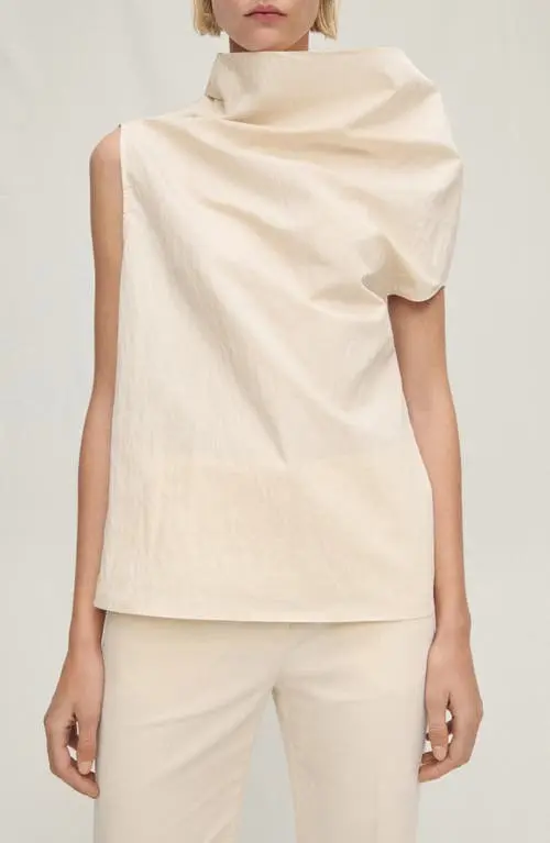 Mango Asymmetric Off-the-shoulder Cotton Blend Top