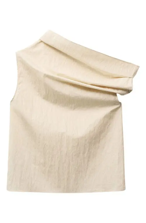 Mango Asymmetric Off-the-shoulder Cotton Blend Top