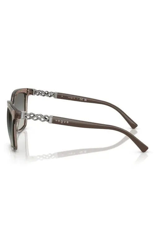 VOGUE 55mm Polarized Gradient Square Sunglasses - Transparent Brown