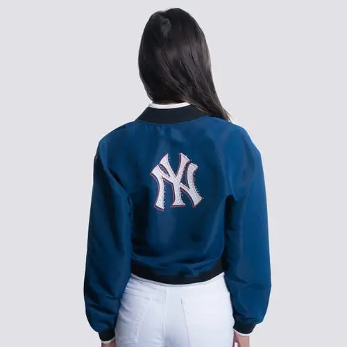 LUSSO New York Yankees Paisley Cropped Full-zip Jacket