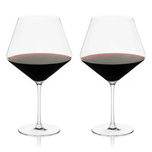 VISKI Reserve Liminal Burgundy Wine Glasses Set Of 2 - Clear