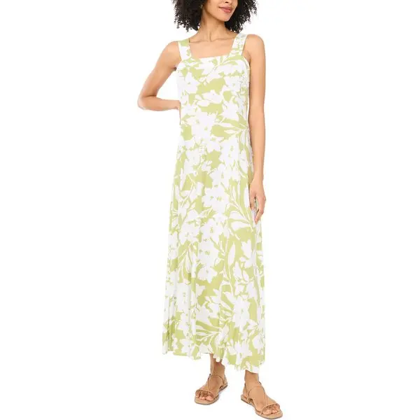 Vince Camuto Printed Sleeveless Maxi Dress - Flora Green