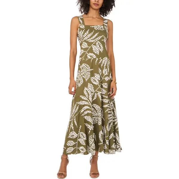 Vince Camuto Printed Sleeveless Maxi Dress - Pesto