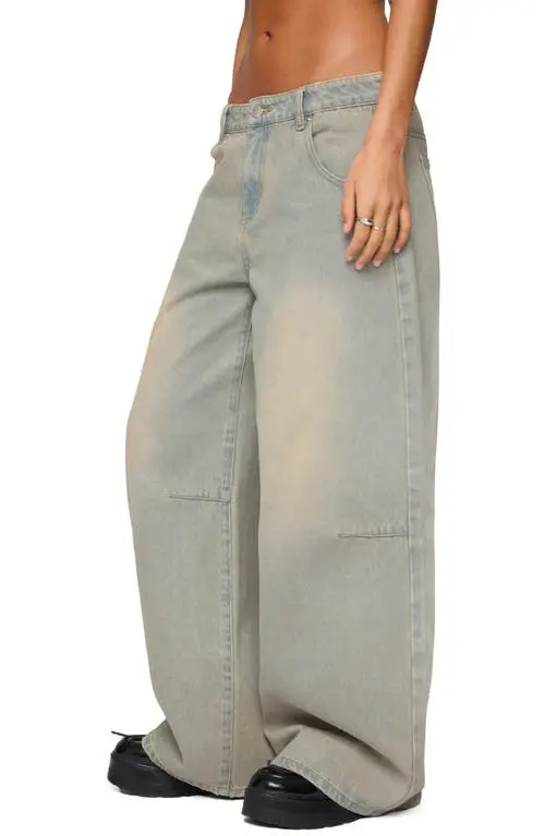 EDIKTED Santi Low Rise Wide Leg Jeans - Light-blue
