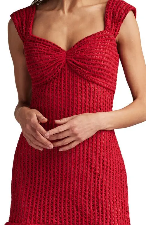 Tadashi Shoji Open Stitch Ruffle Hem Cocktail Dress