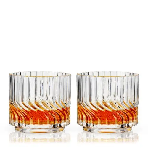 VISKI Zephyr Crystal Lowball Tumblers Set Of 2 - Clear