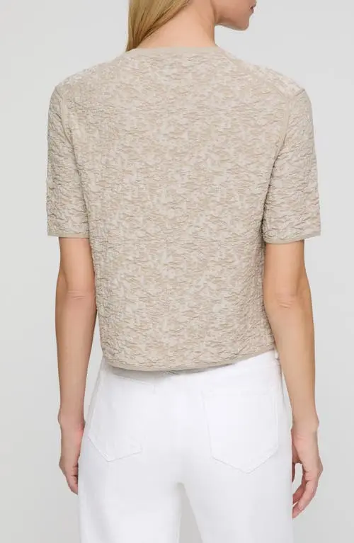 Lafayette 148 New York Textured Jacquard Short Sleeve Sweater