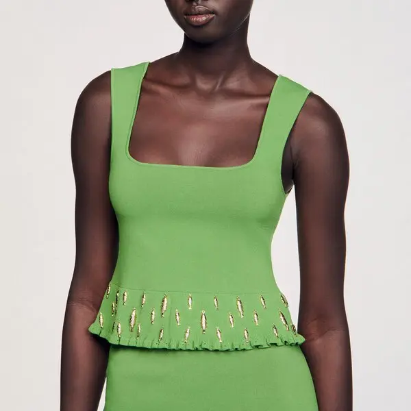 Sandro Knit Top With Charms