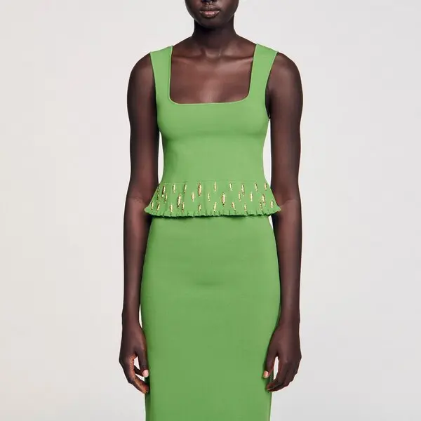 Sandro Knit Top With Charms