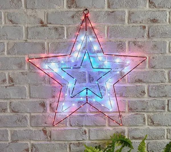 BETHLEHEM LIGHTS 24' Indoor/outdoor Lit Patriotic Stars - One-color