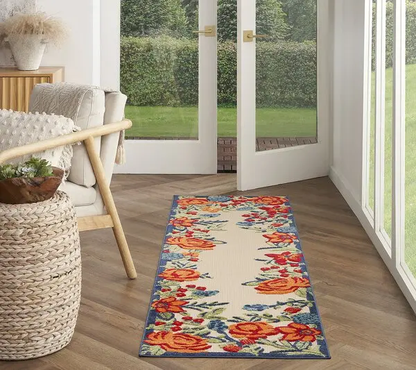 NOURISON HOME Homerose Borderindoor/outdoor 2'2' X 7'6' Rug - One-color