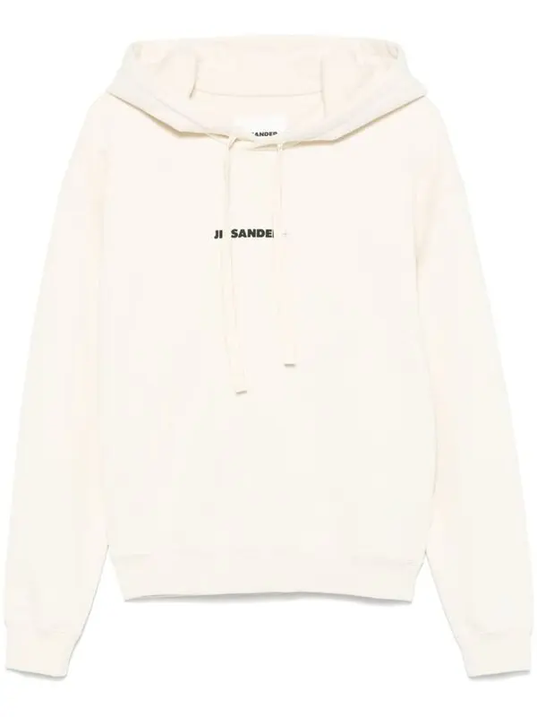 JIL SANDER Cotton Logo Hoodie - White