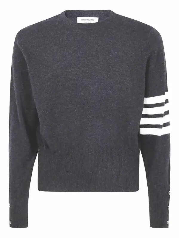 Thom Browne Pullover With Tricolor Intarsia - Grey