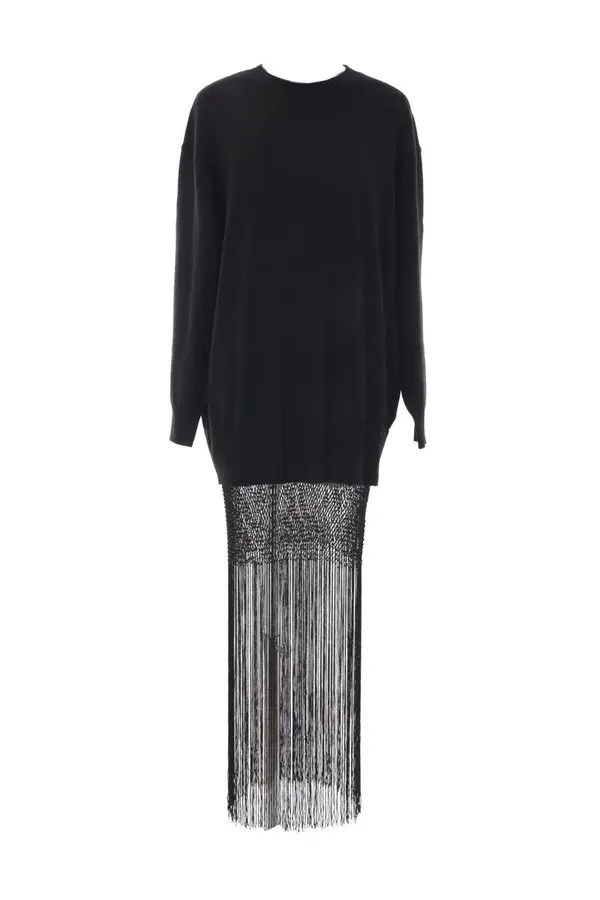 Christopher Esber Long Knit Dress With Macram And Fringe Hem In Black -  45% Off | Editorialist