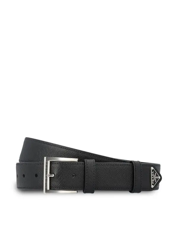 Prada Leather Belt With Metal Buckle - Black