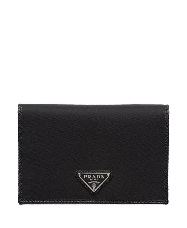 Prada Re-nylon And Saffiano Leather Passport Holder - Black