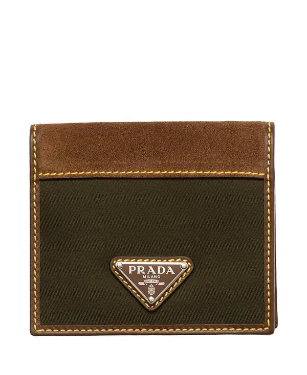 Prada Re-nylon And Leather Wallet - Green