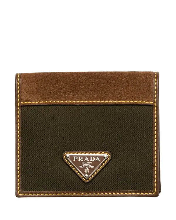 Prada Re-nylon And Leather Wallet - Green