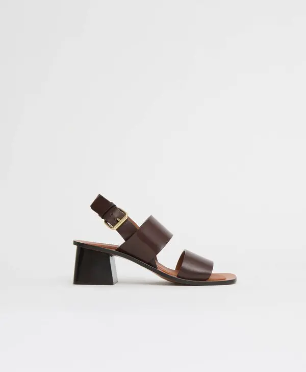 MANSUR GAVRIEL Double Strap Heeled Sandal - Chocolate