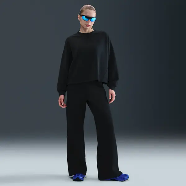 Nike 24.7 Impossiblysoft Dri-fit High-waisted Loose Flared Pants - Black