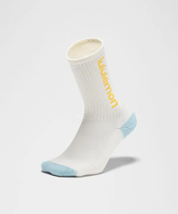 Lululemon Daily Essential Crew Socks - Coconut Ivory/seafoam/buttercup
